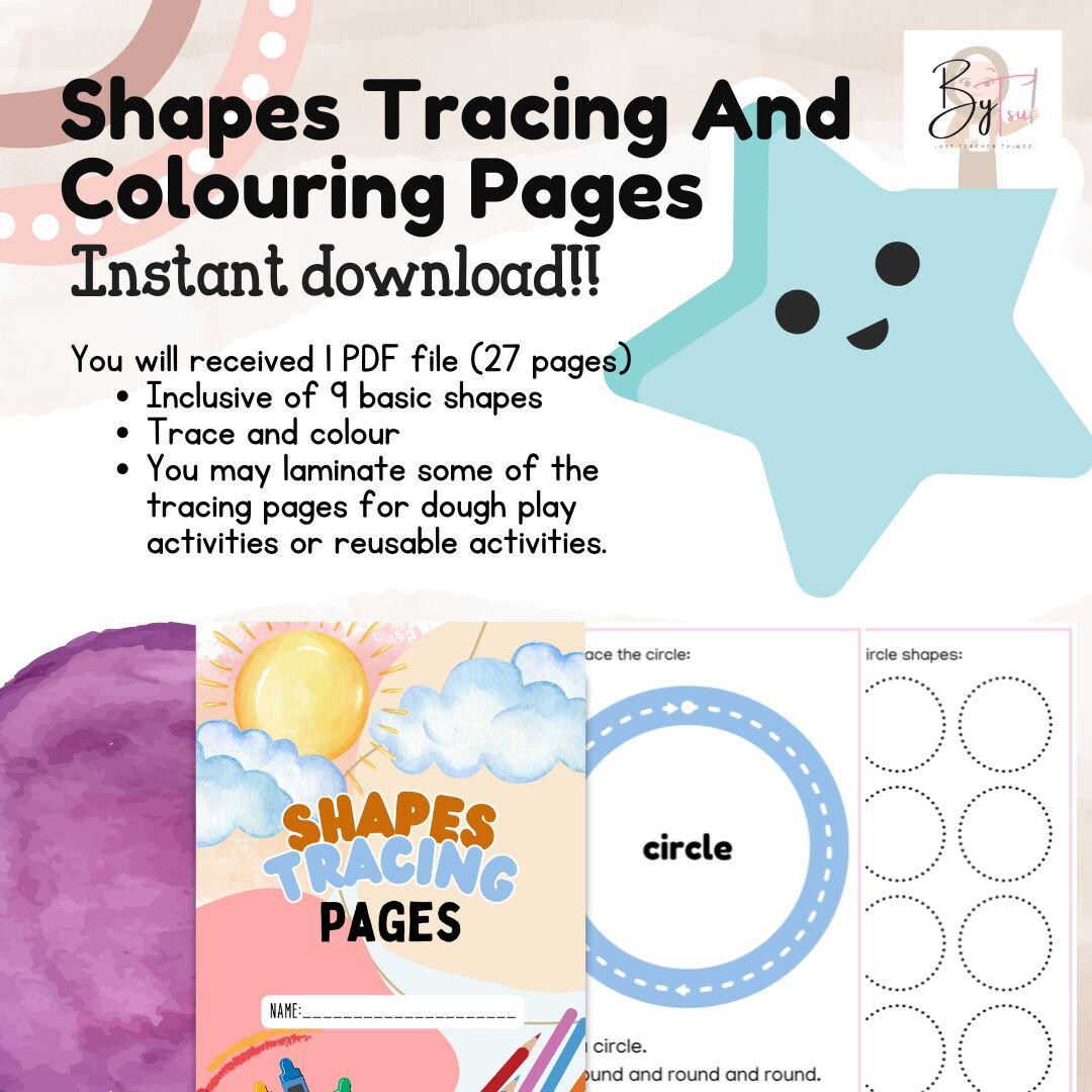 Printable Shapes Tracing Pages, Shapes Colouring Pages, Preschool Shape ...