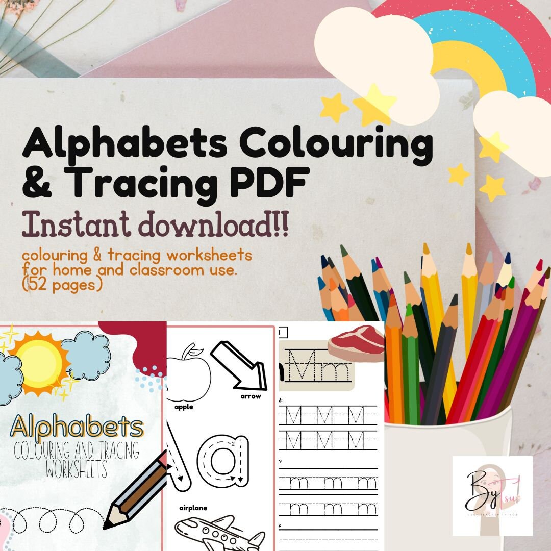 Printable Alphabets Colouring Worksheet, ABC Tracing Worksheets ...
