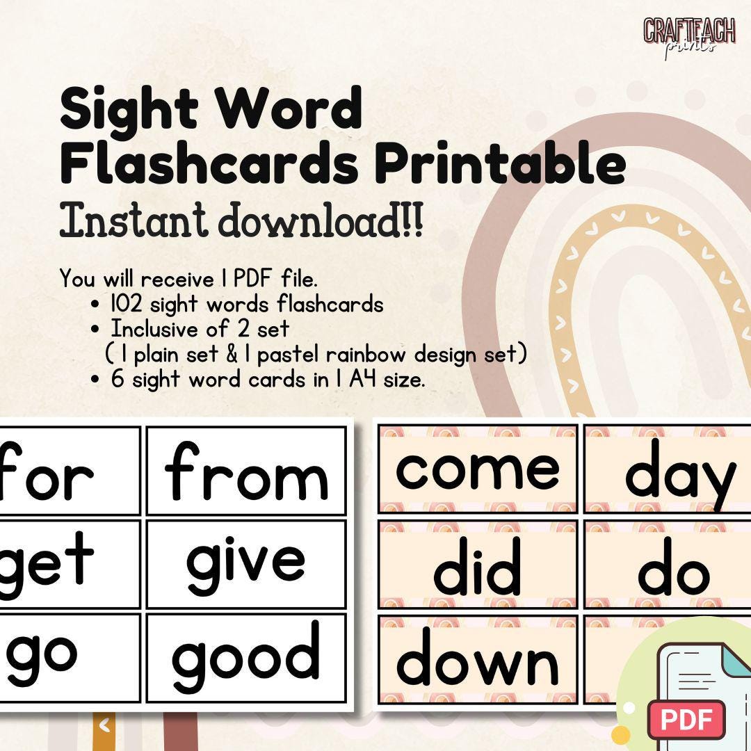 Printable Sight Word Flashcards, Learning Sight Words Preschool, First ...