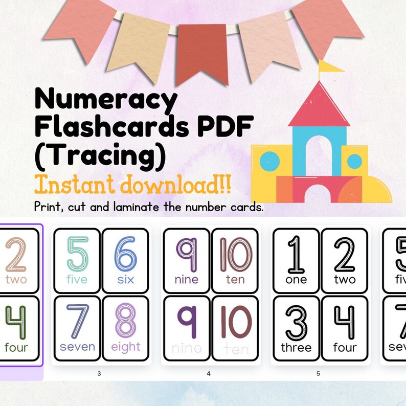 Printable Number Flashcards, Number Tracing Flashcards, Number Tracing ...