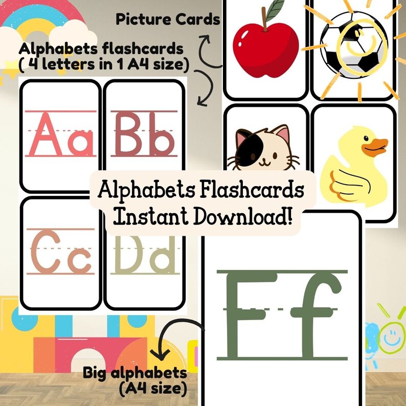 Printable ABC Flashcards, Preschool Classroom Display, Digital Download ...