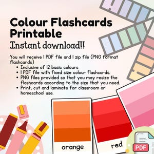 Printable Colour Flashcards, Learning Colours for Preschool, Digital ...