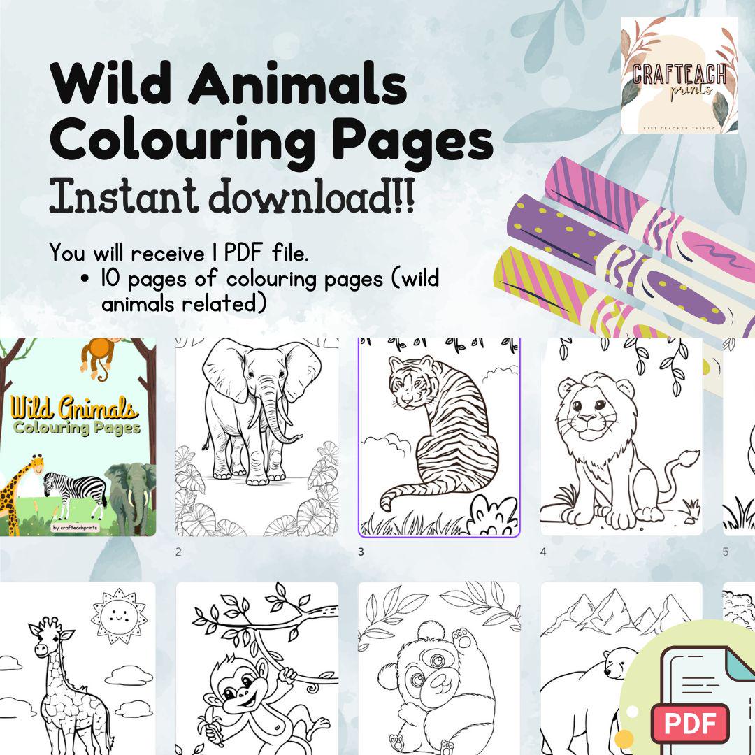 Printable Wild Animals Colouring Pages, Colouring Pages for Kids ...