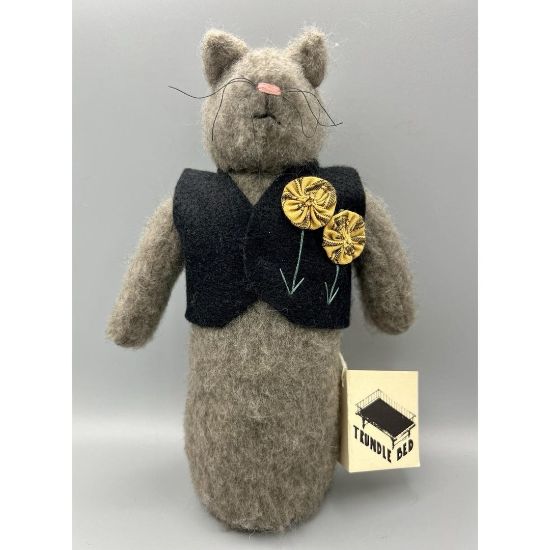 Vintage Hand Made Plush Wool Cat Doll by Artist CINDI HURLBUT - Etsy