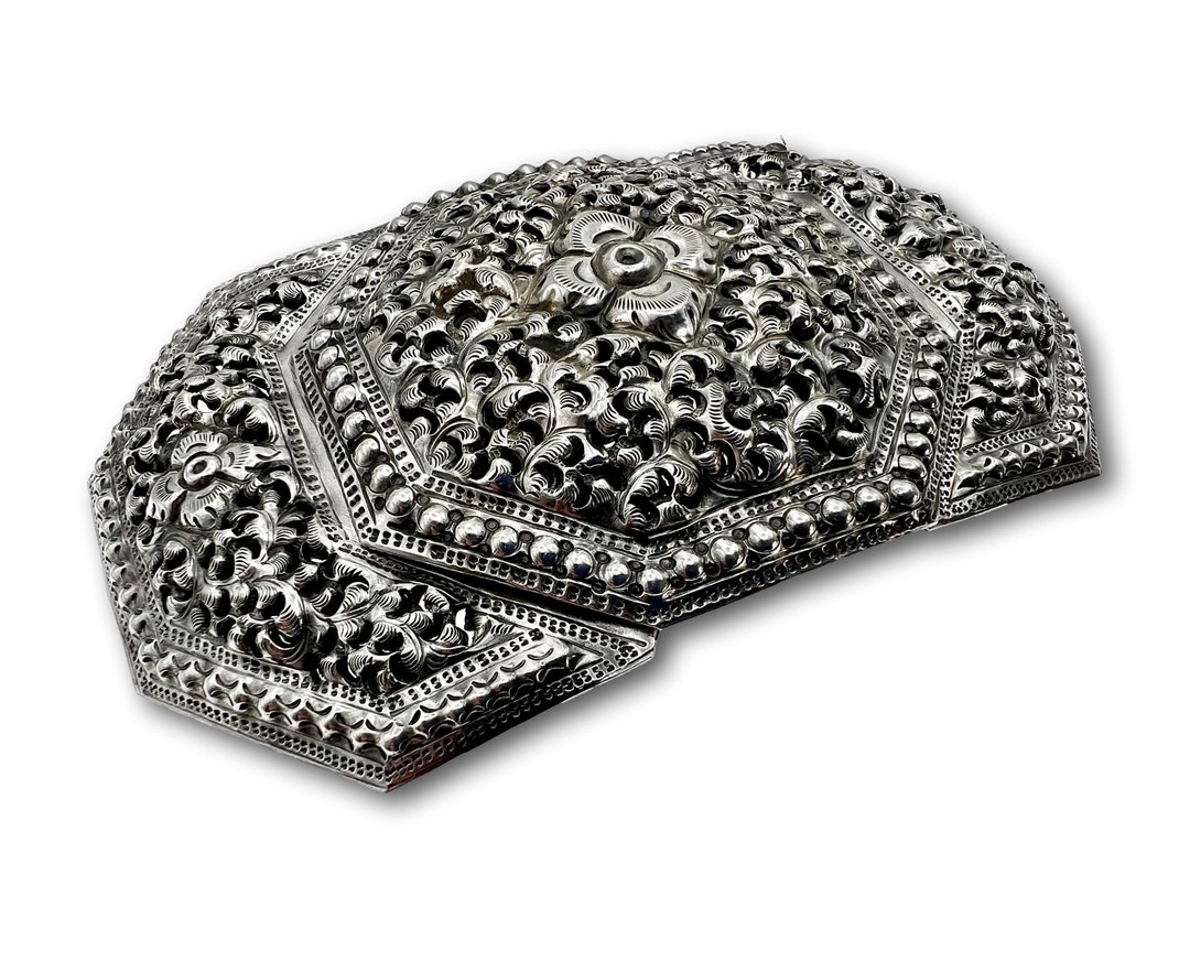 Huge Antique Chinese Malay Straits Ornate Sterling Silver Belt Buckle ...