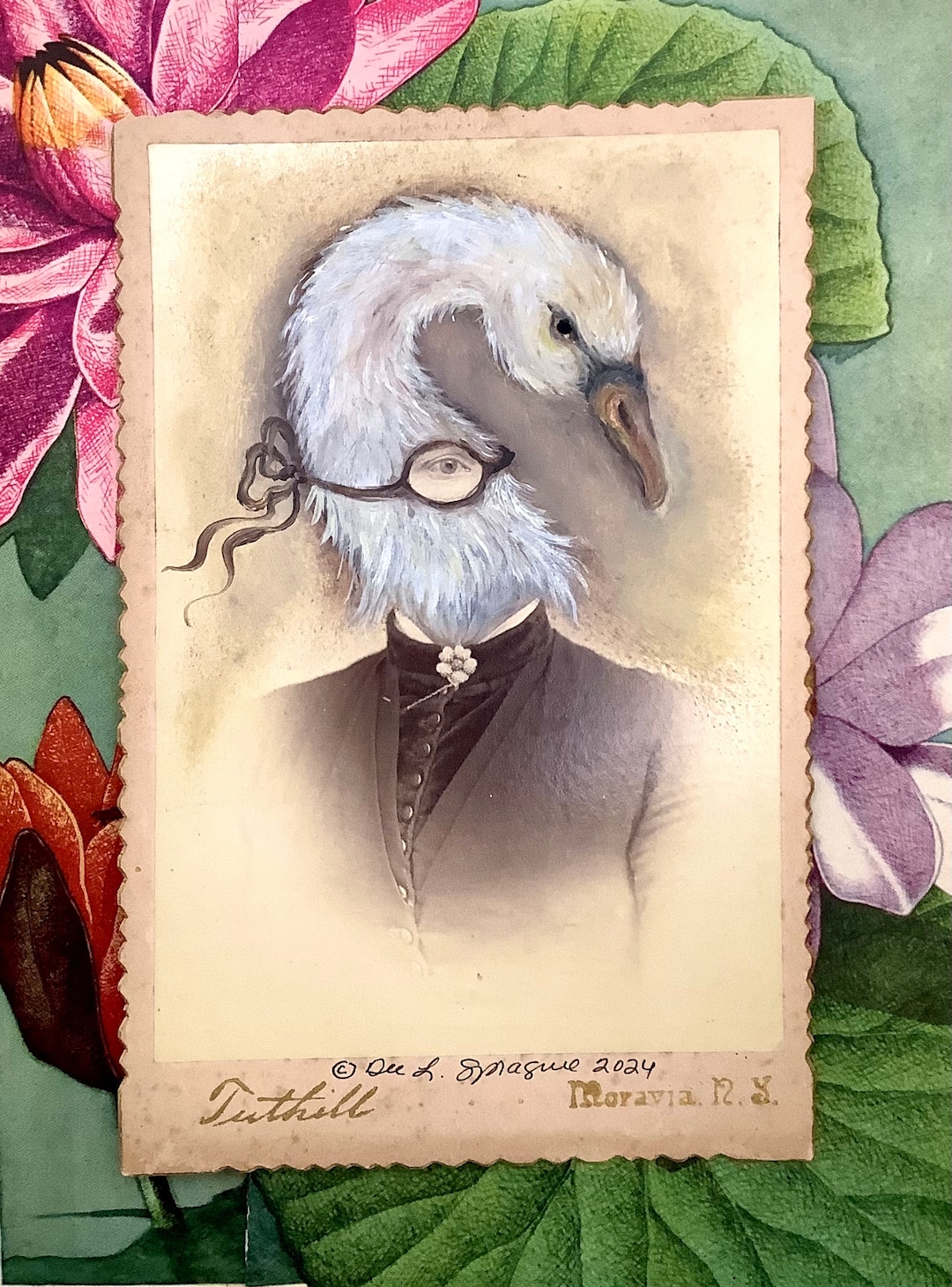 Lady Swan Altered Art Victorian Cabinet Card Photo Painting by Dee ...