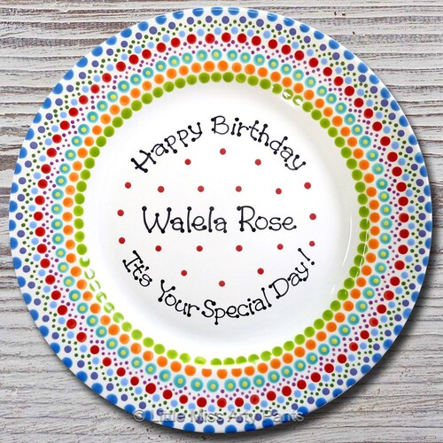 Ceramic Happy Birthday Plate Personalized Birthday Plates | Etsy