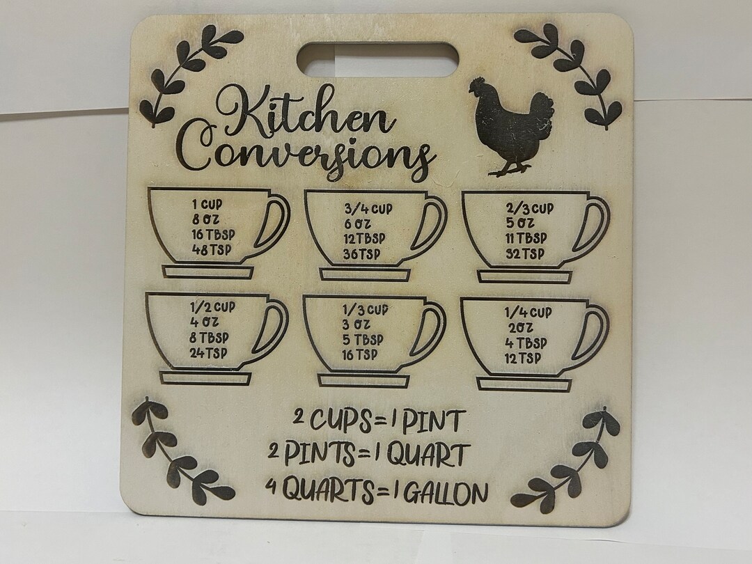 Kitchen Conversion Chart Rectangular Engraving Wooden Kitchen ...