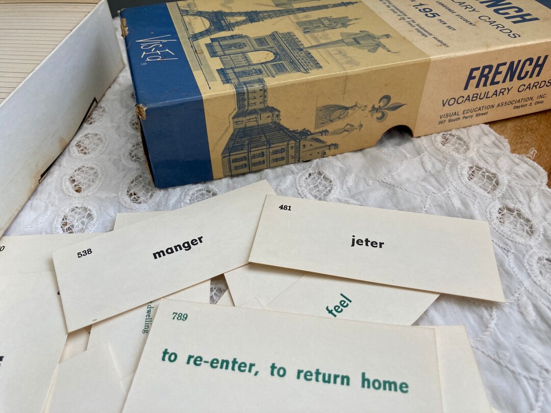 Tiny Mid-century French Vis-ed Vocabulary/flash Cards, Small Vintage ...