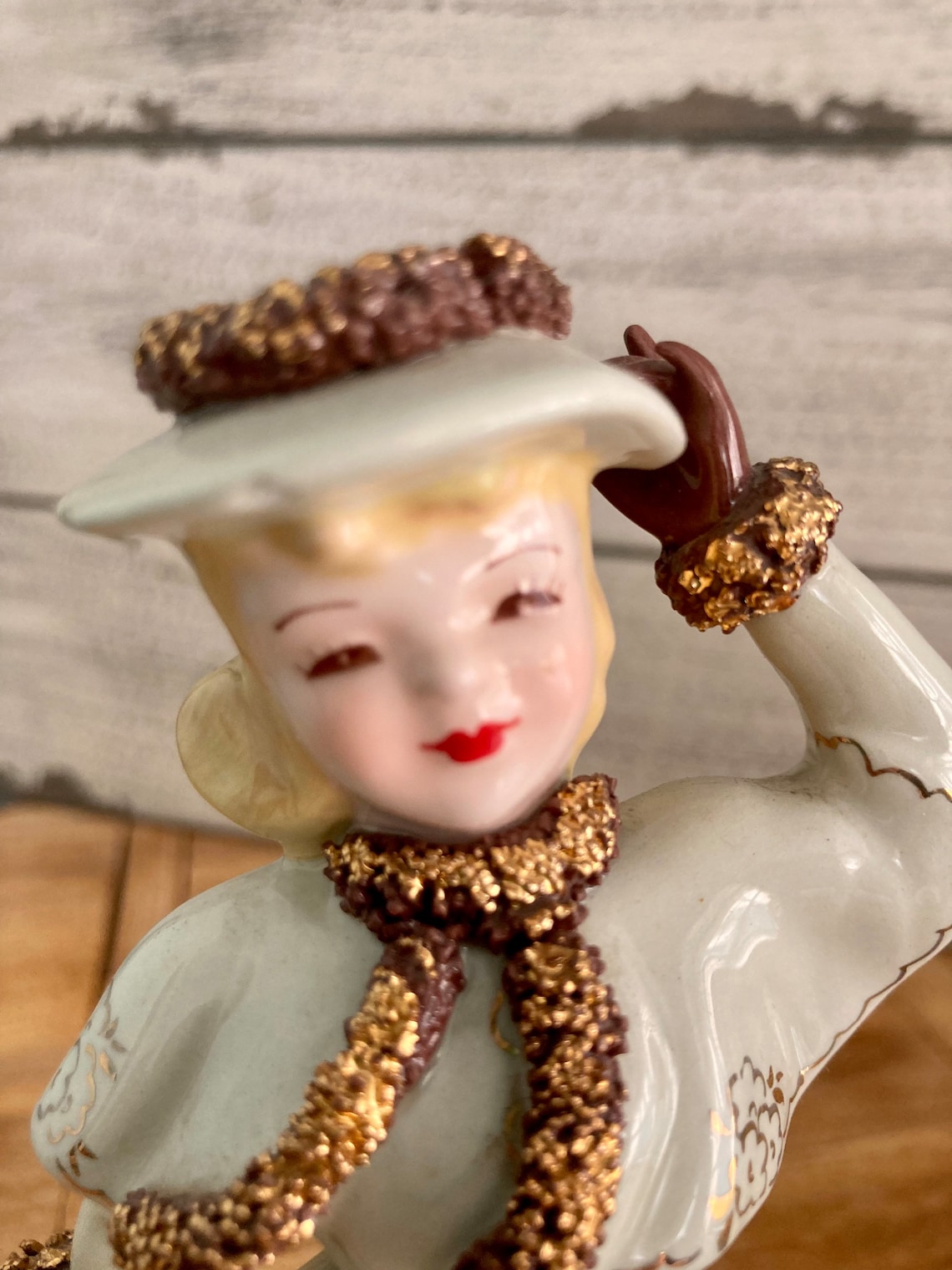 Vintage Fall Figurine Trimmed in Spaghetti and Gold, Florence Ceramics ...