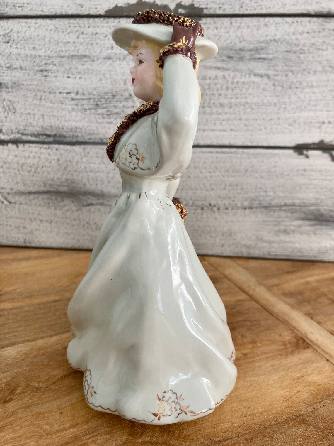 Vintage Fall Figurine Trimmed in Spaghetti and Gold, Florence Ceramics ...