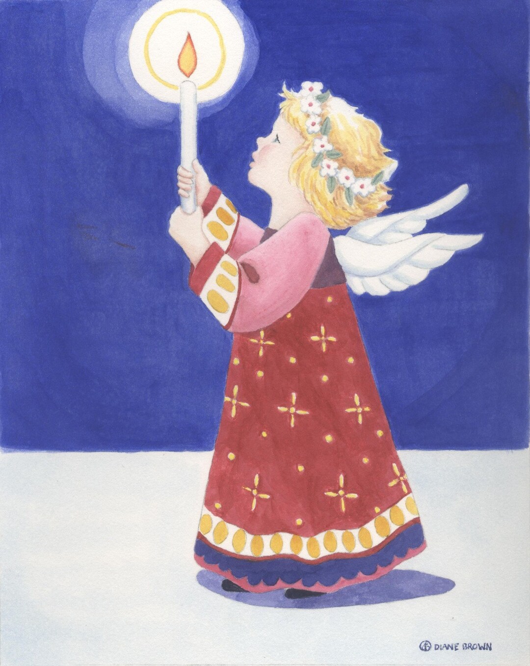 Christmas Angel Giclee Print of Original Watercolor - Etsy