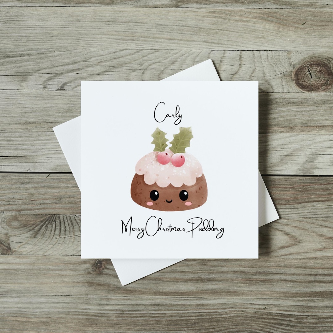 Personalised Cute Christmas Pudding Card for the Close Friends & Family ...