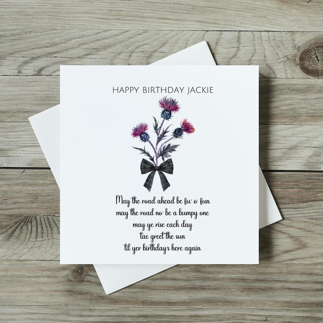 Personalised Scottish Birthday Card – Thistle & Tartan Bow With ...