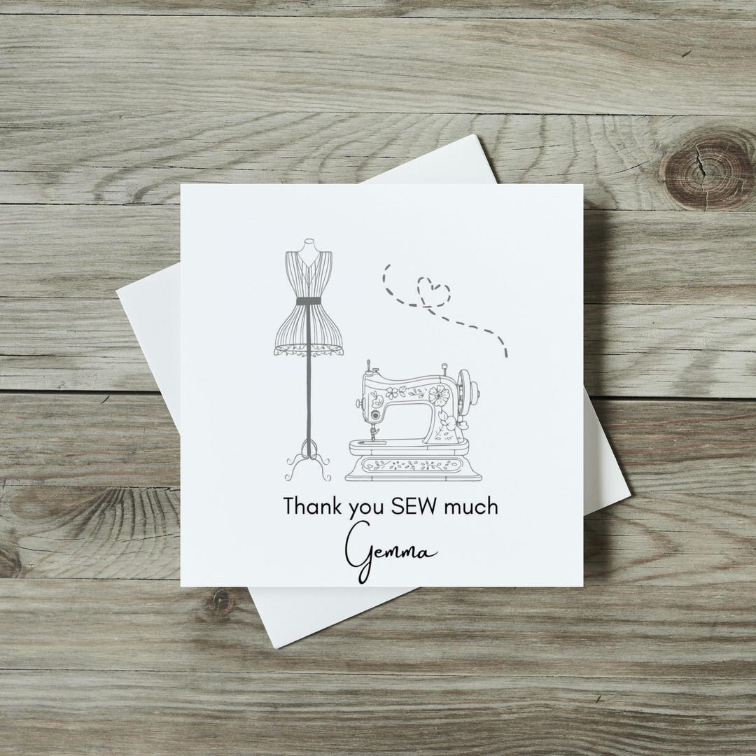 Thank You Sewing Themed Card That Reads Thank You SEW Much, Cute Sewing ...