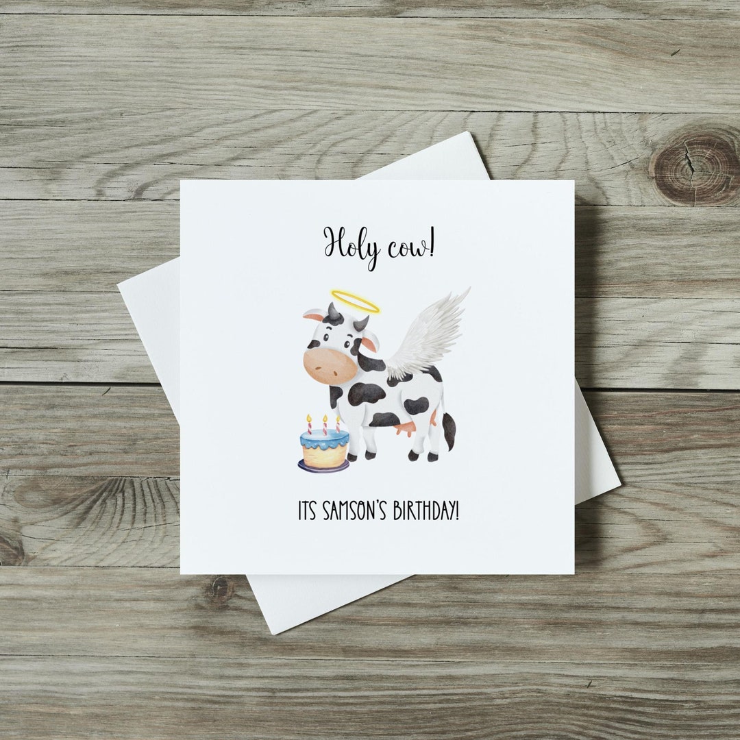 Cow Birthday Card | Personalised Cow Themed Handmade Card | Funny Pun ...