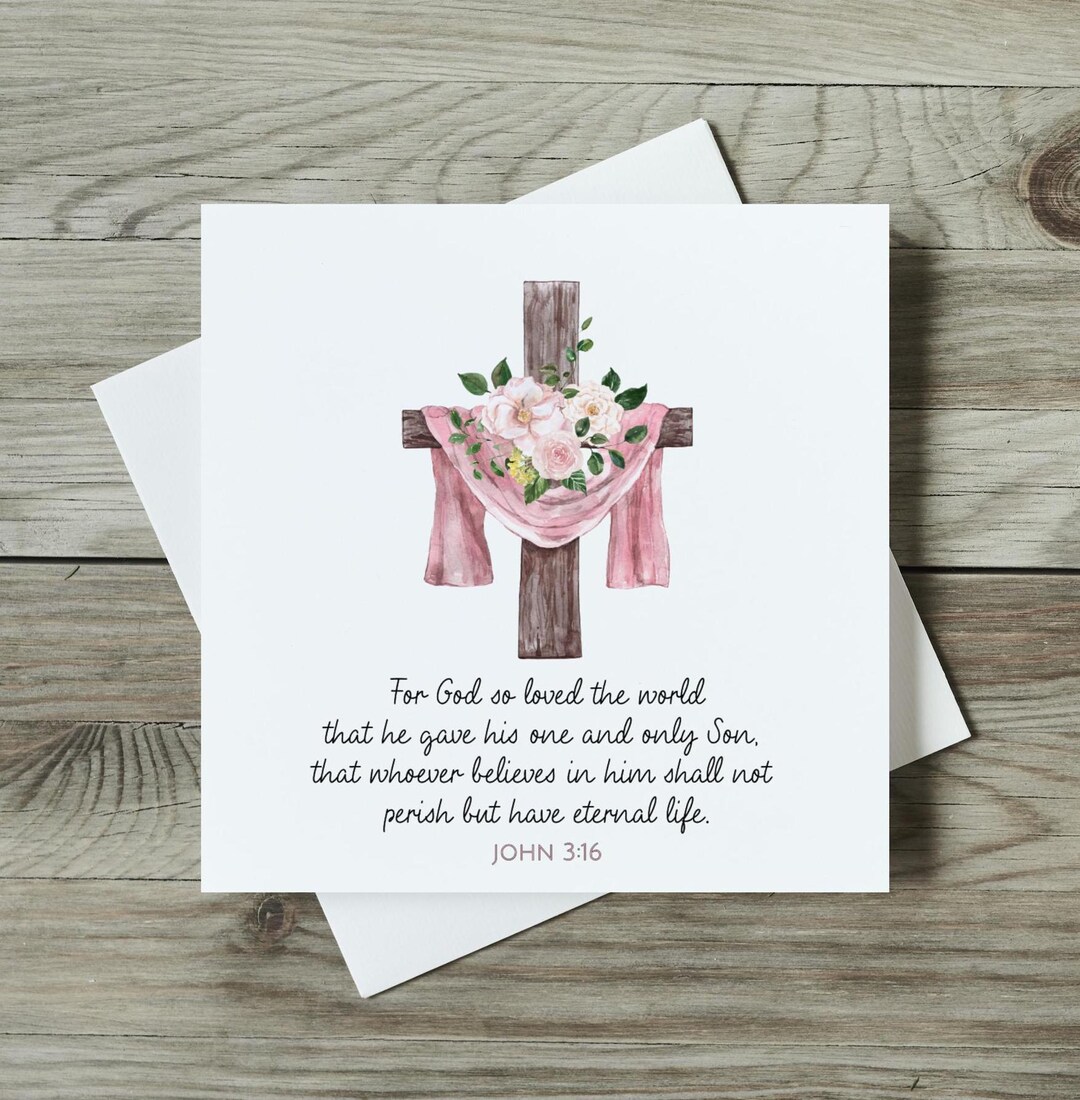 Christian Easter Card With Bible Verse and Wooden Cross | Religious ...