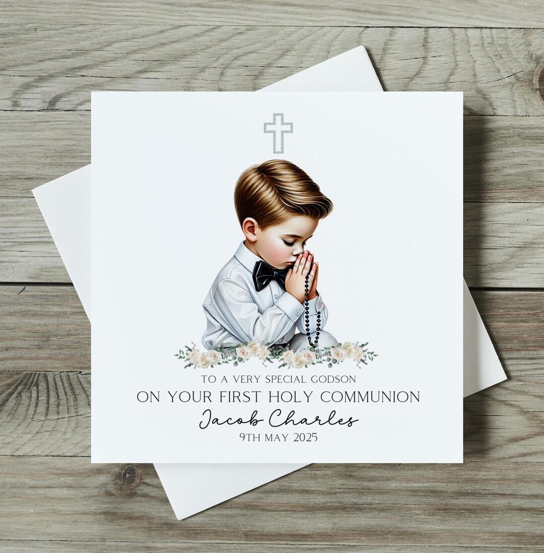 Personalised First Holy Communion Card for Boys - Etsy
