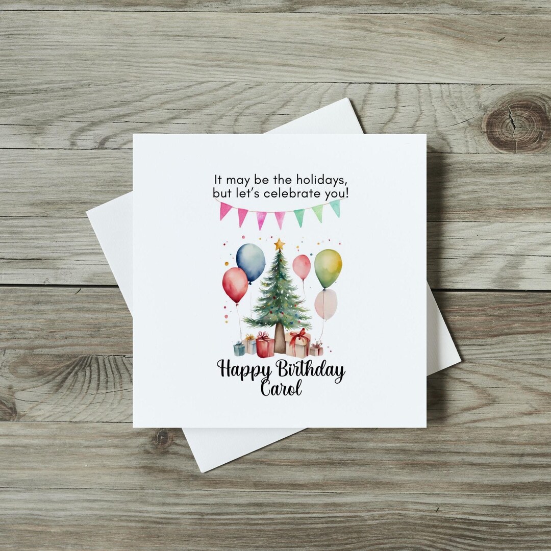 Personalised Christmas Tree Birthday Card: December Birthdays - Etsy
