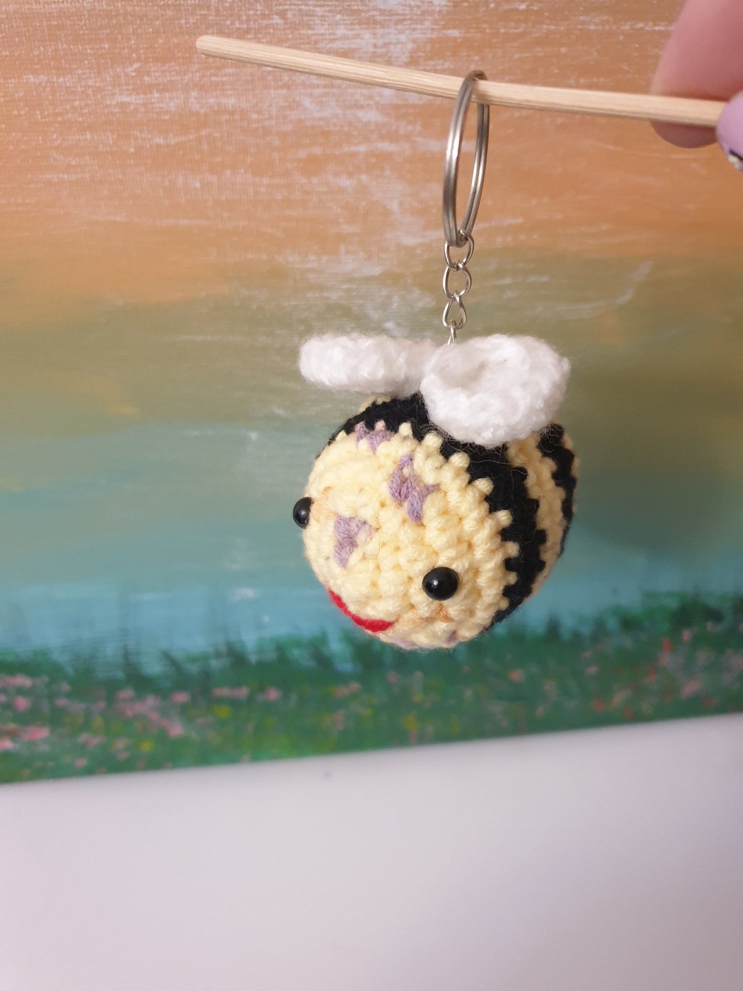 Crochet Bumble Bee Key Ring - Etsy