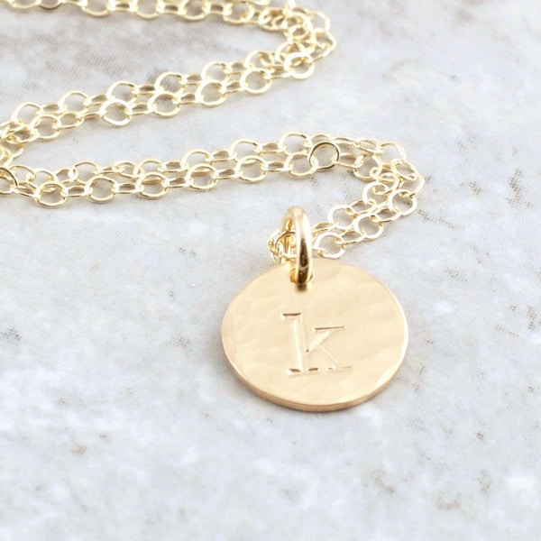 14k Gold Initial Necklace - Etsy