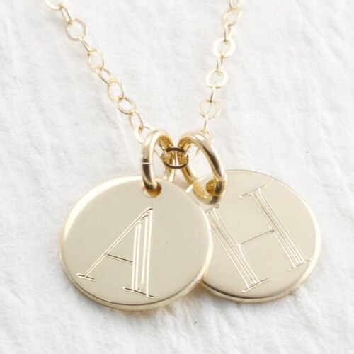 14k Gold Initial Pendant Necklace 14k Gold Charm Initial - Etsy