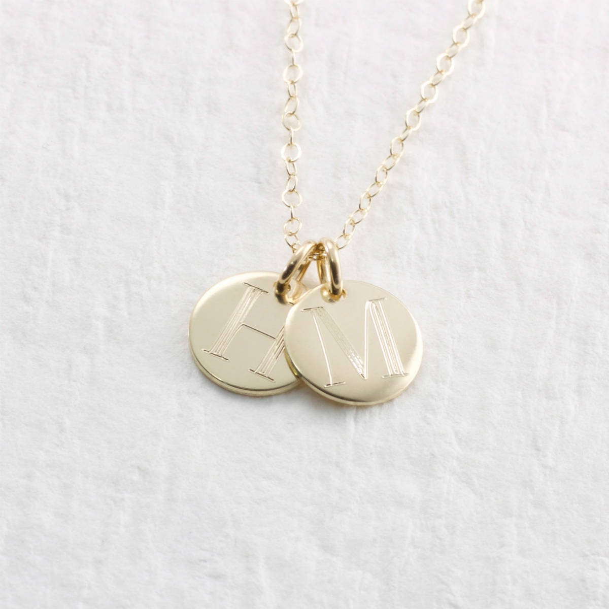Solid Gold Initial Pendant Necklace - Engraved Gold Initial Necklace ...