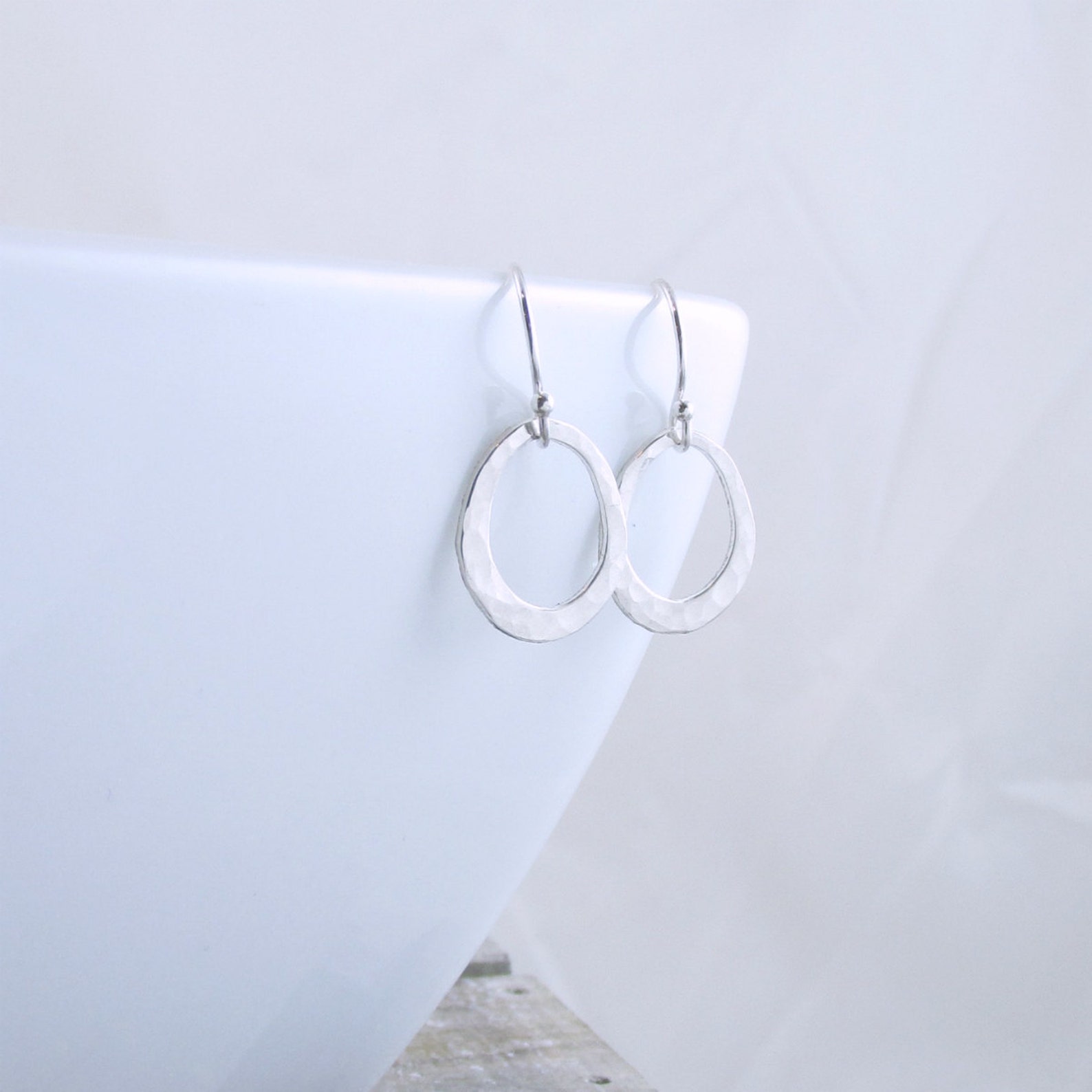 Silver Oval Earrings Open Circle Earrings Silver Jewelry | Etsy