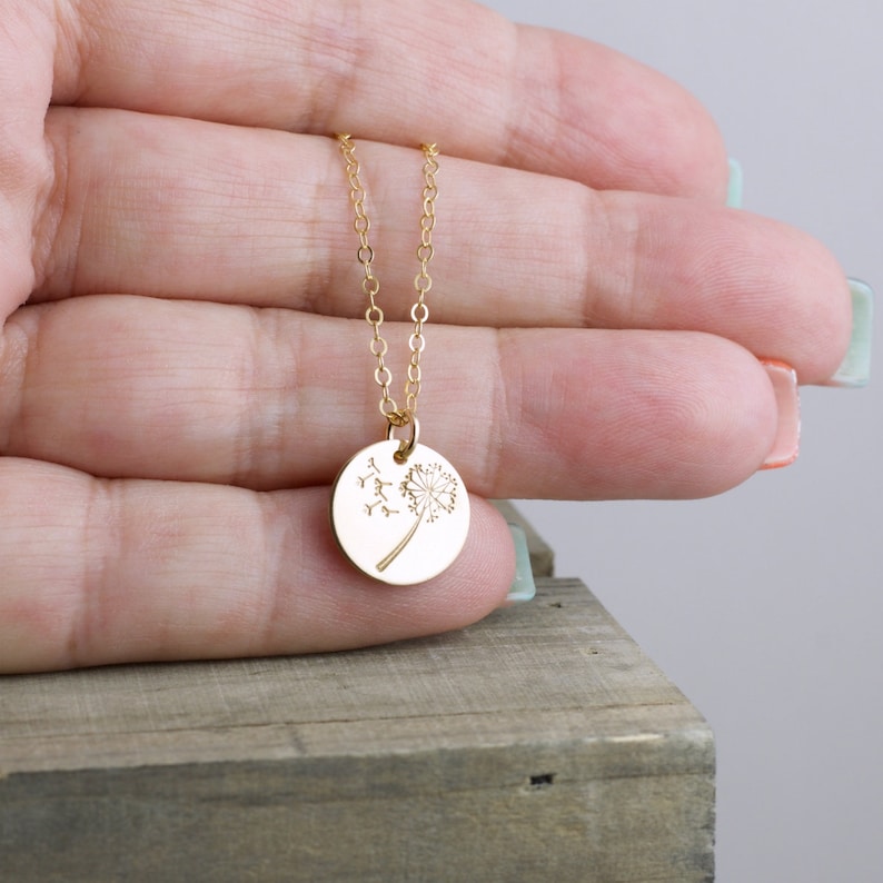 Gold Dandelion Necklace Wish Necklace Flower Gold Necklace Personalized ...