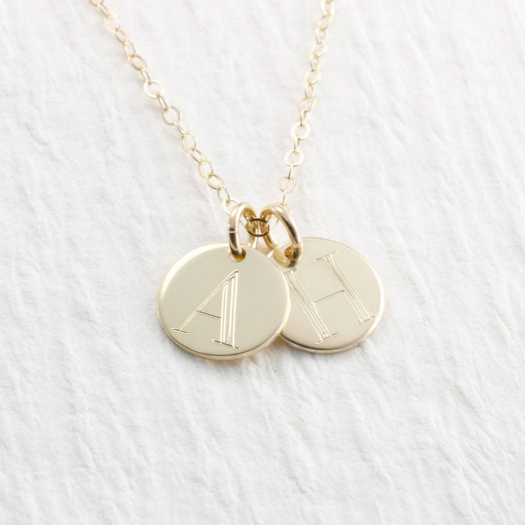 14k Gold Initial Pendant Necklace, 14k Gold Charm Initial Necklace, 14k ...