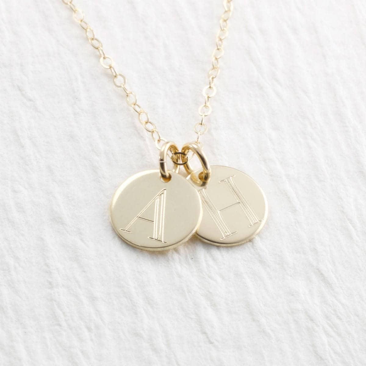 Solid Gold Initial Pendant Necklace Engraved Gold Initial | Etsy