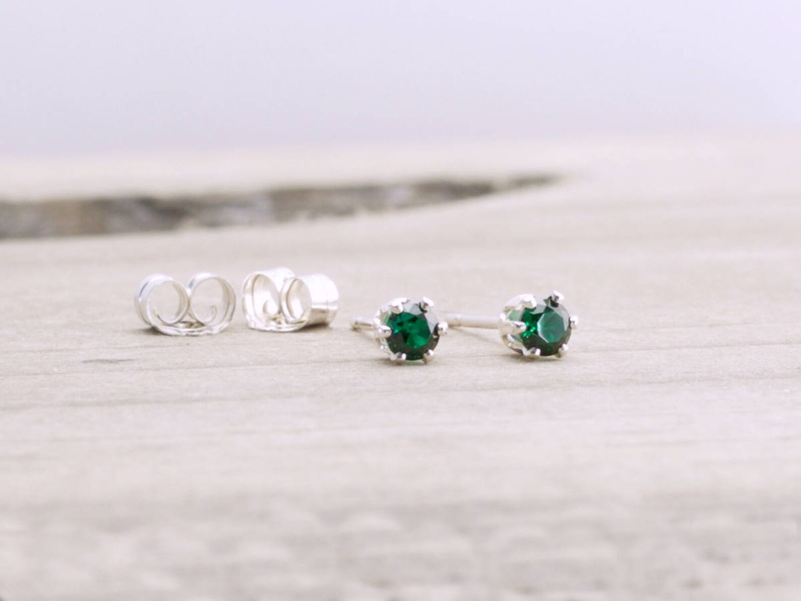 Emerald Stud Earrings May Birthstone Earrings Green Stud - Etsy