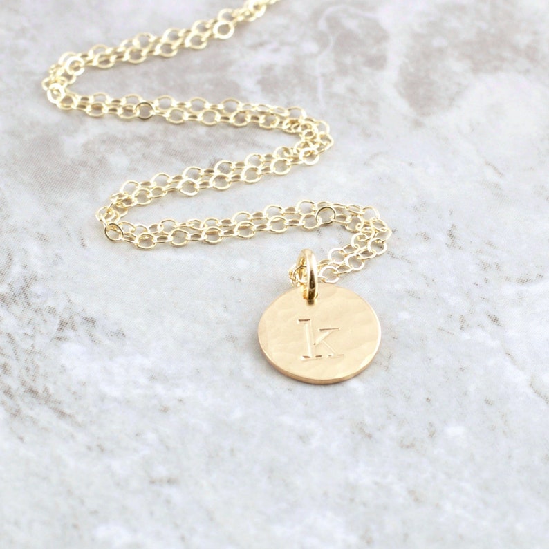 14k Gold Initial Necklace Solid Gold Initial Charm Necklace - Etsy