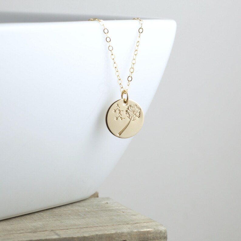 Gold Dandelion Necklace Wish Necklace Flower Gold Necklace Personalized ...