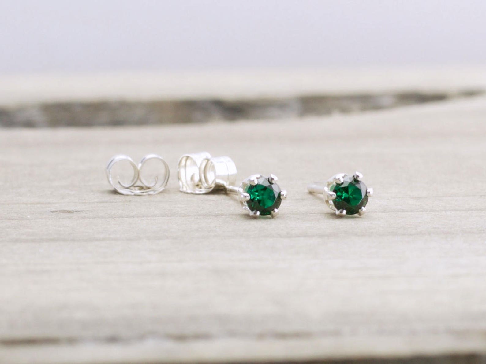 Emerald Stud Earrings May Birthstone Earrings Green Stud - Etsy