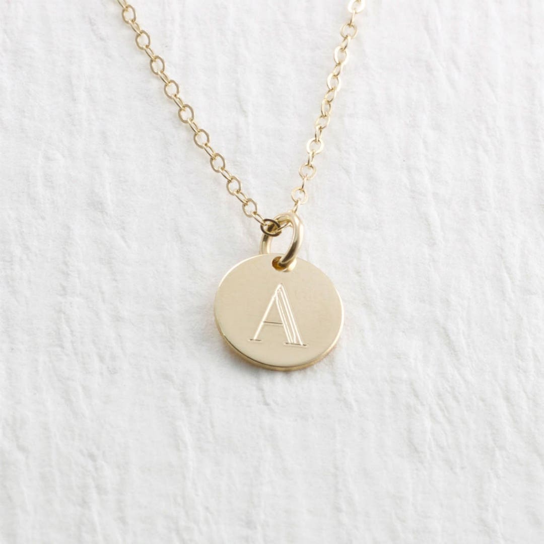 Solid Gold Initial Necklace 14k Gold Gold Initial Necklace 14k Solid ...