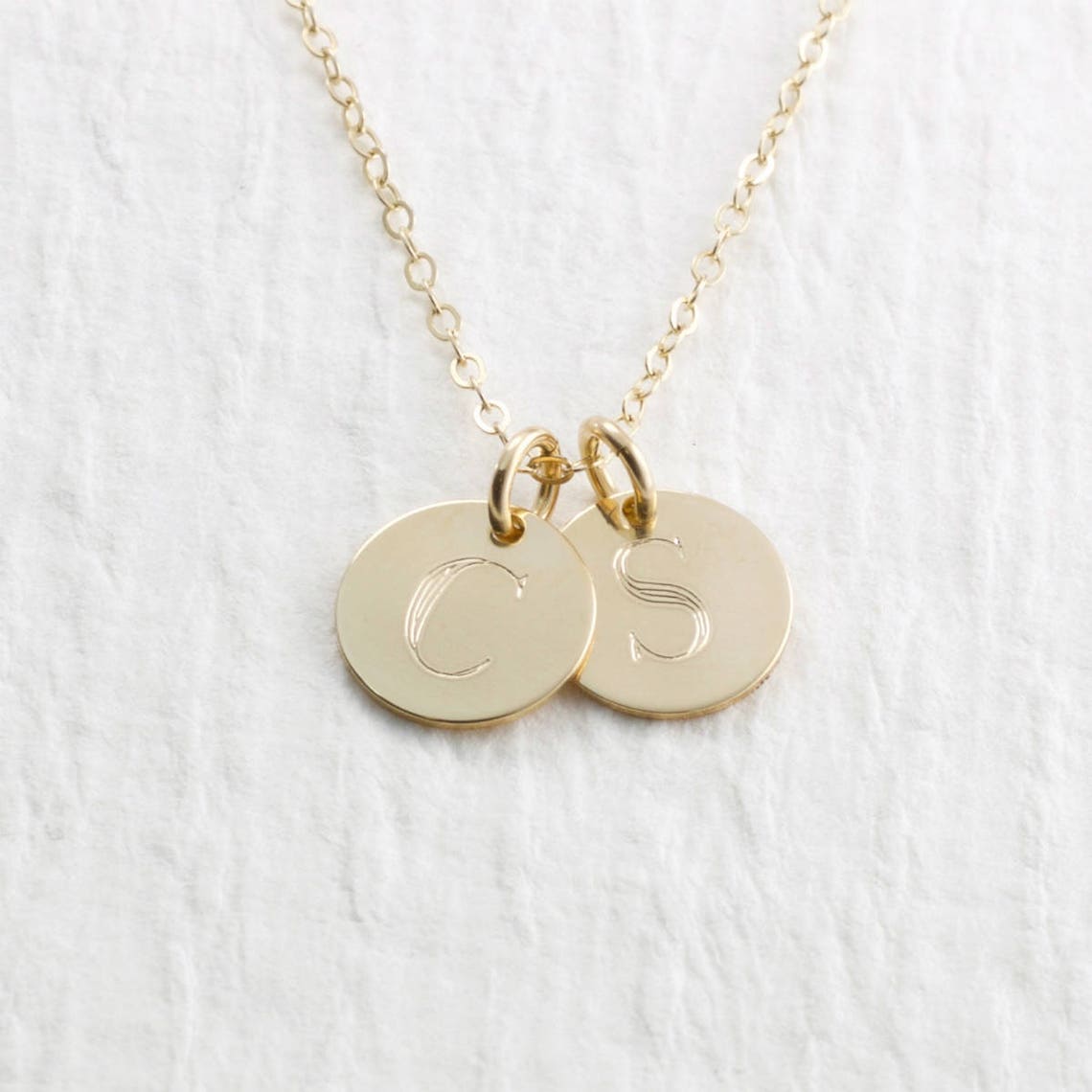 14k Solid Gold Initial Necklace Typewriter Font Solid Gold - Etsy