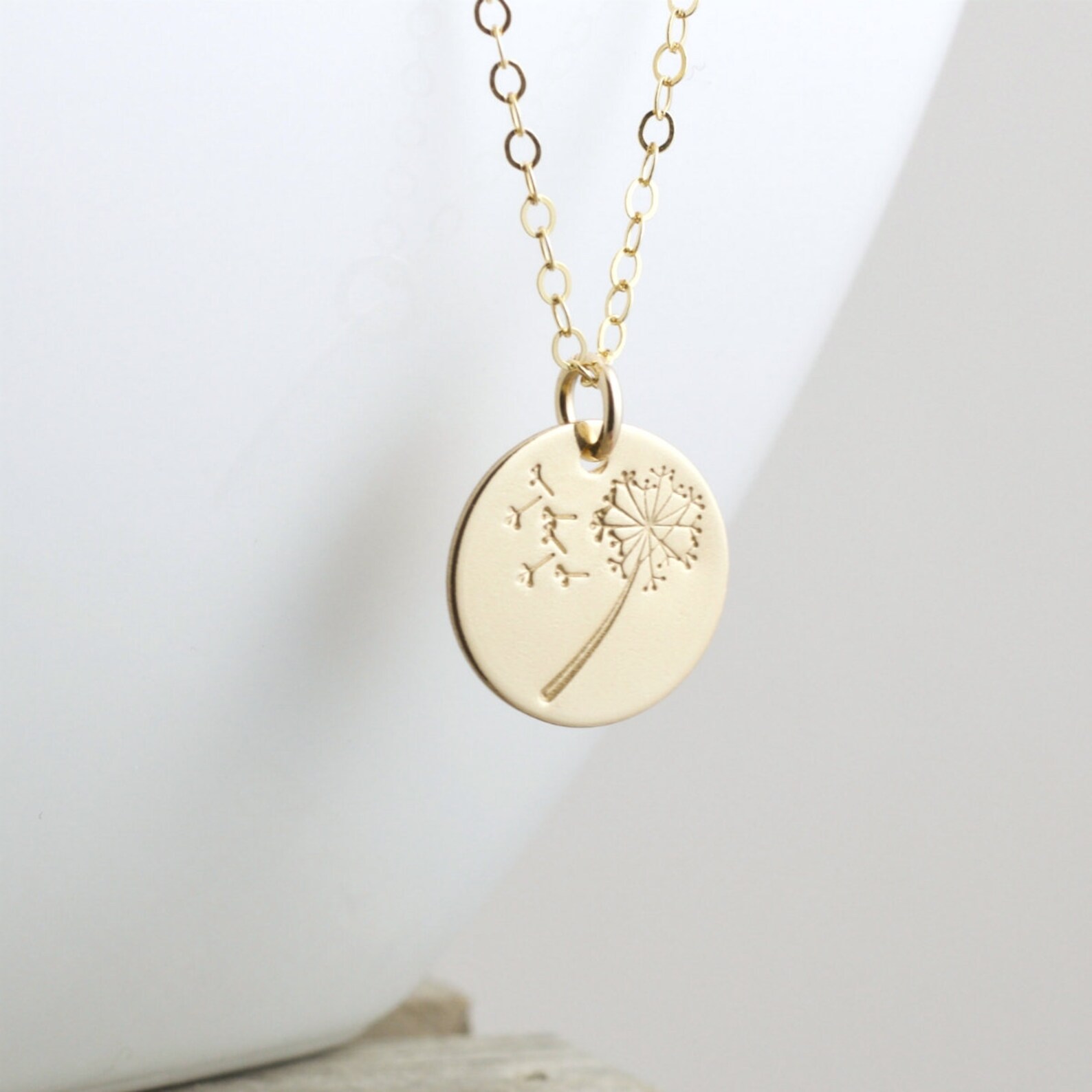 Gold Dandelion Necklace Wish Necklace Flower Gold Necklace Personalized ...