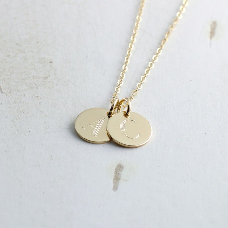 14k Gold Initial Pendant Necklace 14k Gold Charm Initial - Etsy