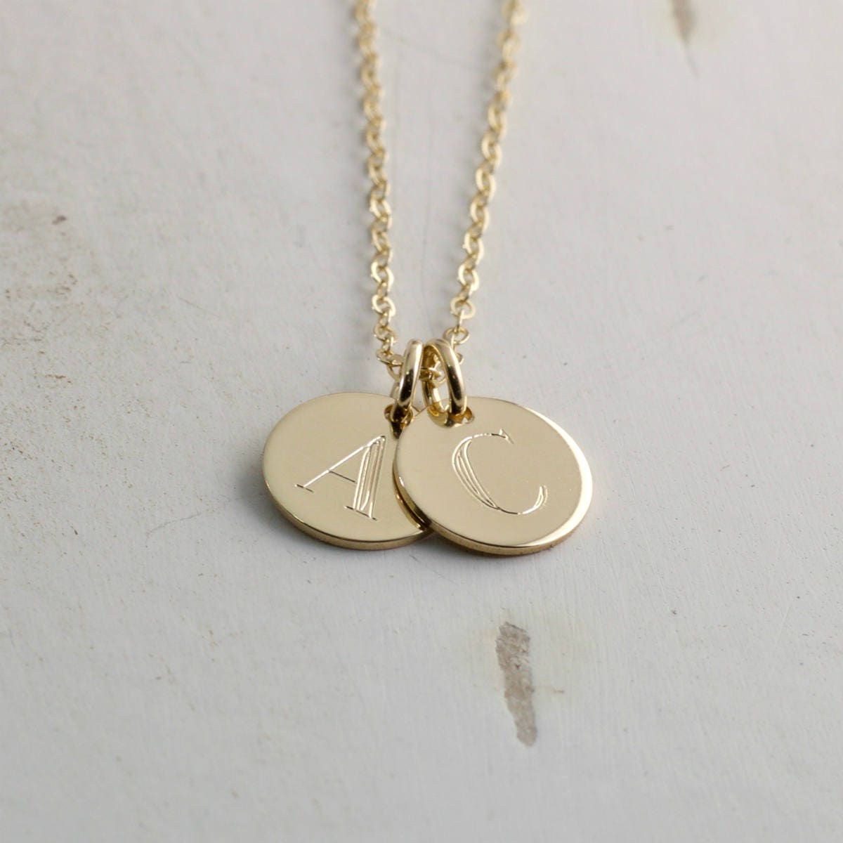 14k Gold Initial Pendant Necklace 14k Gold Charm Initial - Etsy Canada