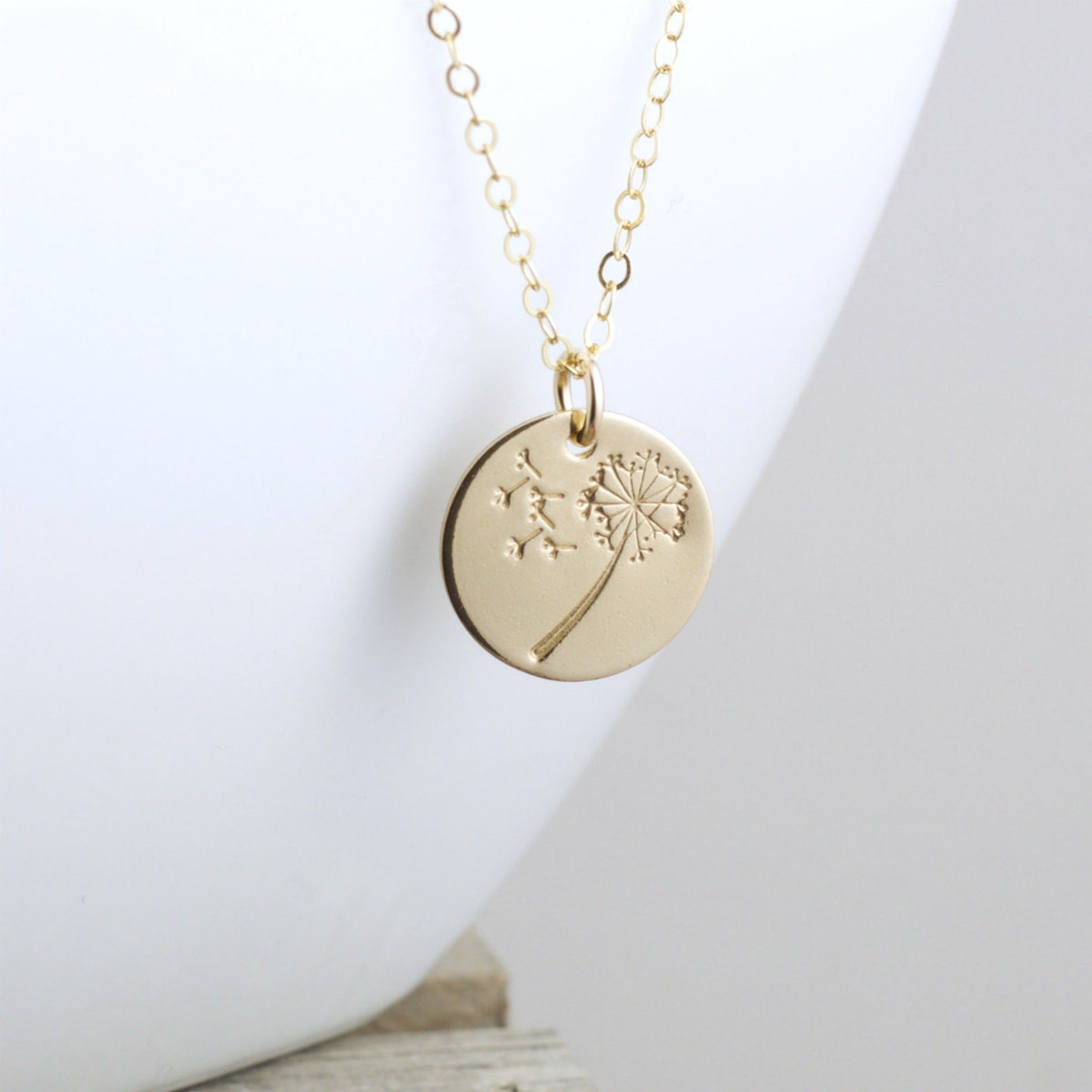 Gold Dandelion Necklace Wish Necklace Flower Gold Necklace Personalized ...