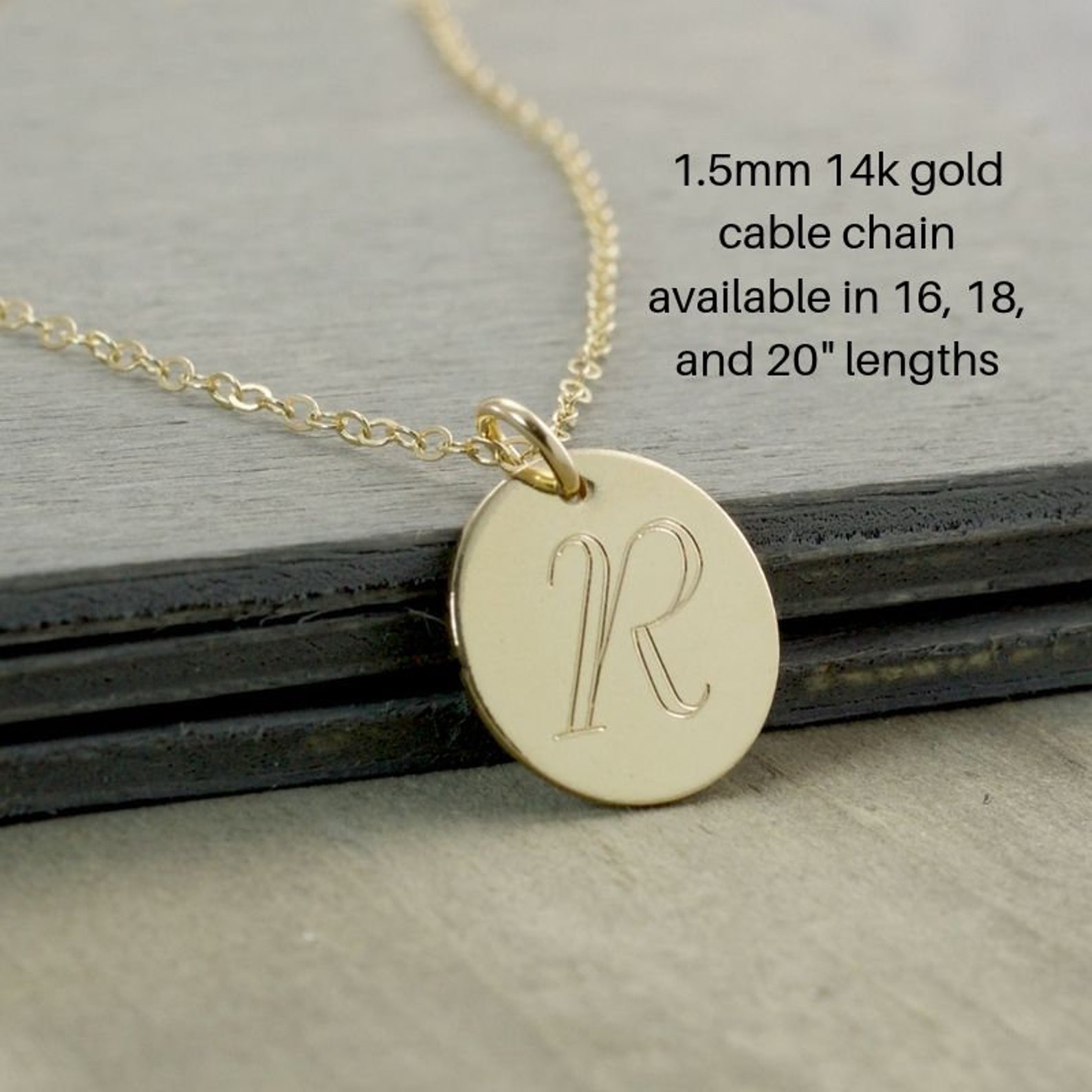14k Gold Initial Charm Personalized Initial Disc Solid Gold - Etsy