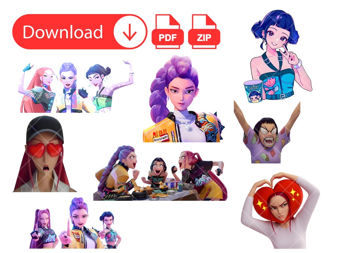 Huntrix Edition, K-pop Demon Hunters Inspired Digital Stickers Pack ...