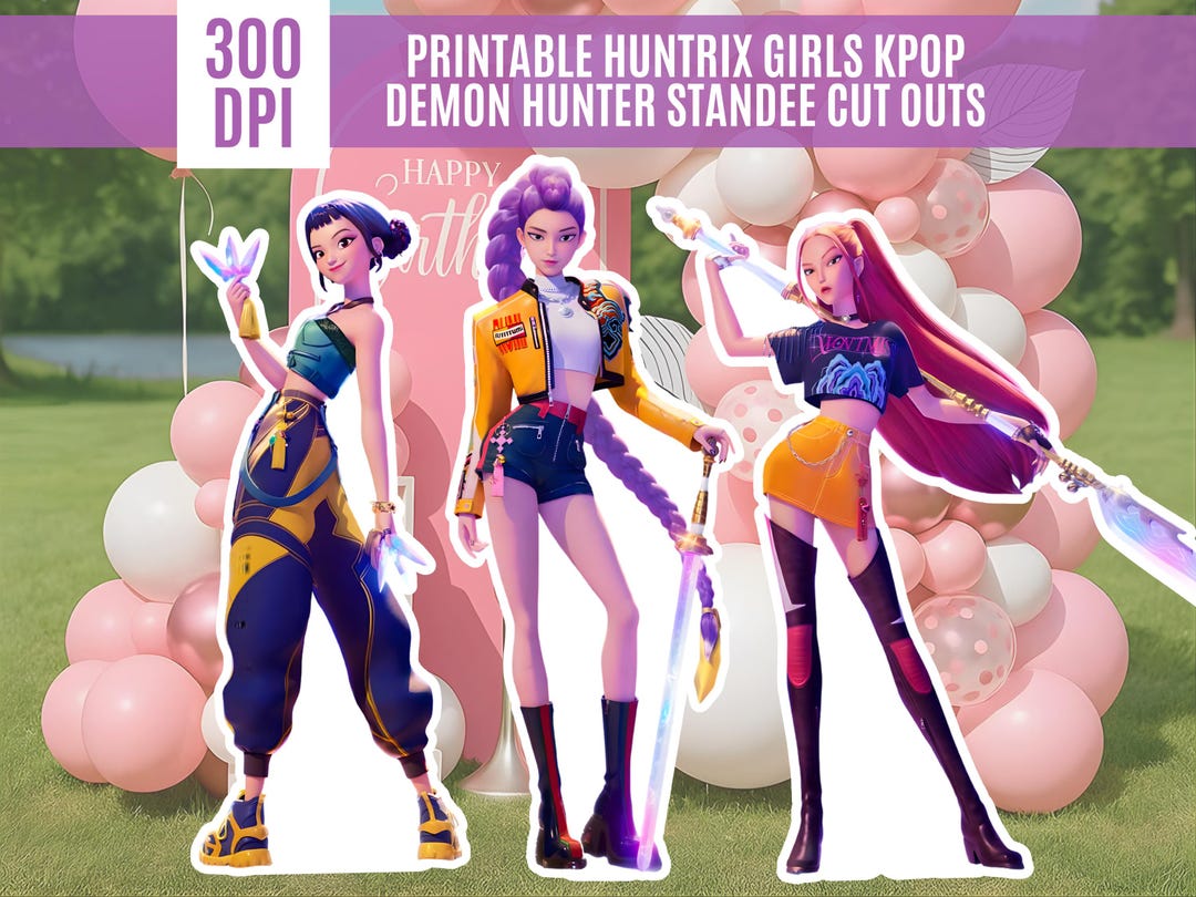Printable Kpop Demon Hunter Standee Cut Outs, Prop Huntrix DIY Party ...