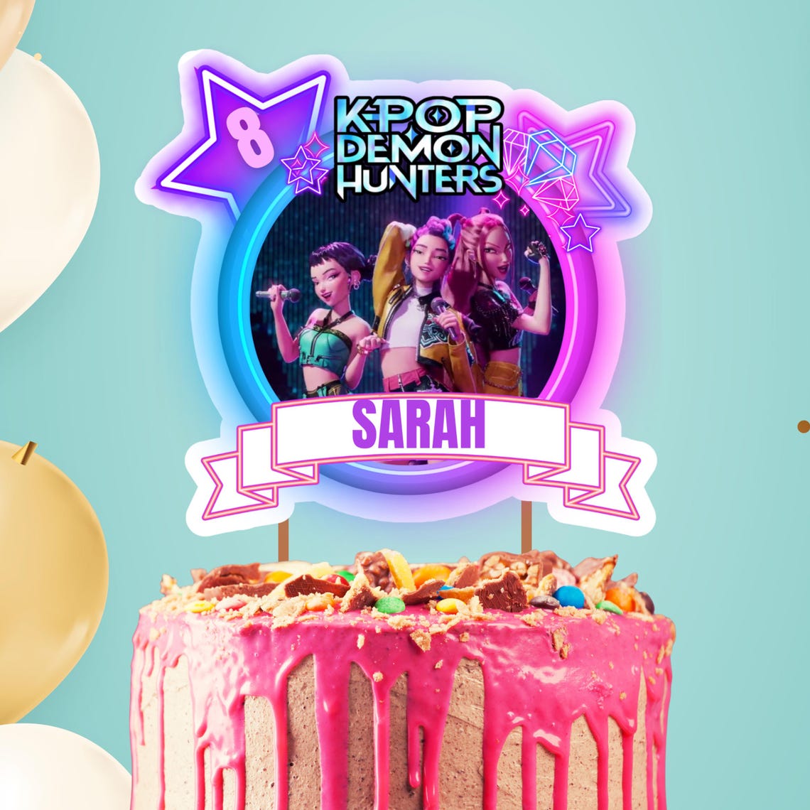 Kpop Demon Hunter Cake Topper, Huntrx Editable Cupcake Topper, Editable ...