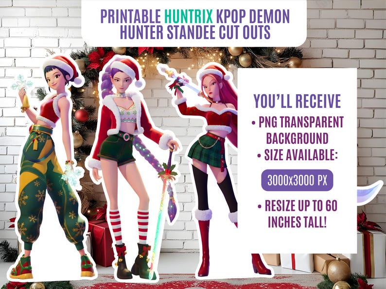 Kpop Demon Hunter Christmas Standee PNG, Printable Huntrix Cut Outs ...