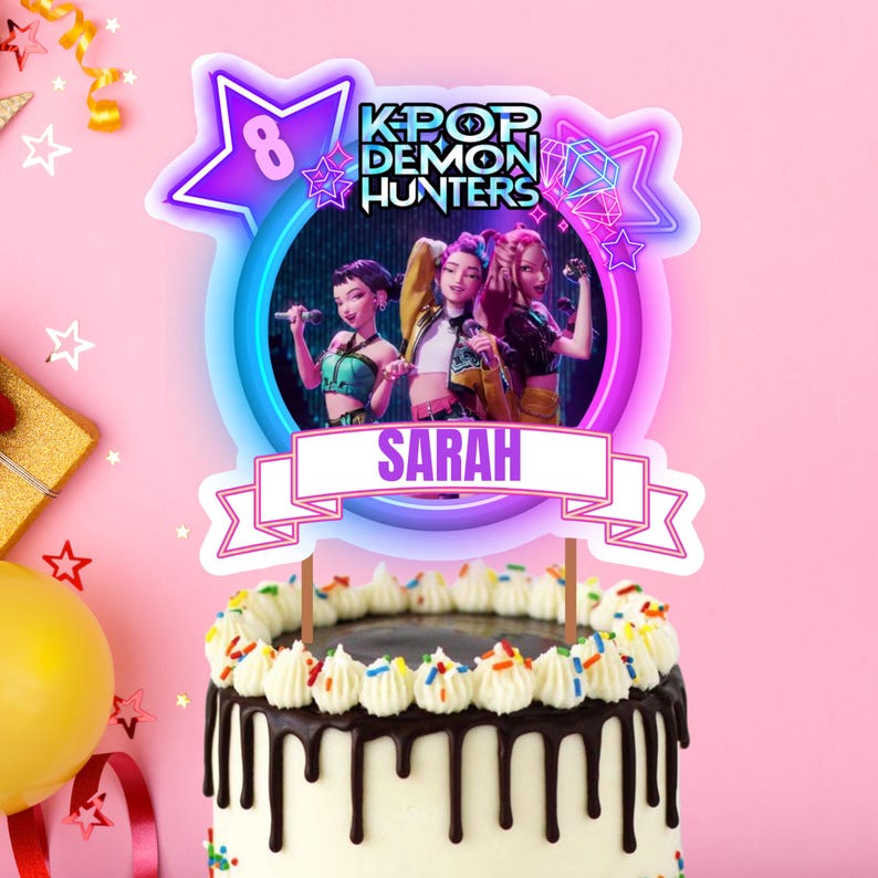 Kpop Demon Hunter Cake Topper, Huntrx Editable Cupcake Topper, Editable ...