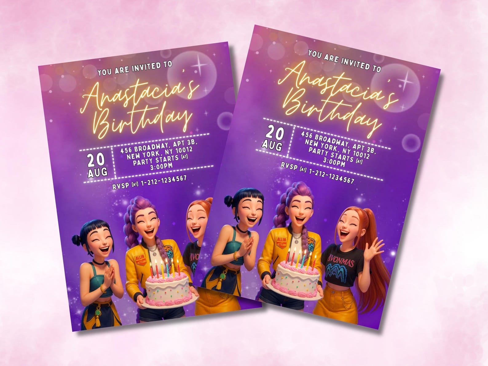 K-pop Demon Hunters Birthday Invite, Huntrix Party, Editable,instant ...