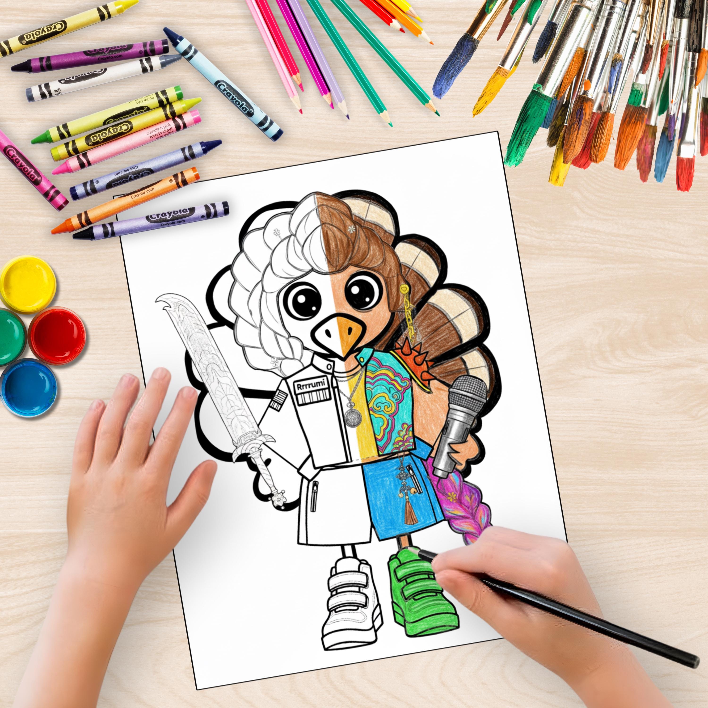Disguise the Turkey Kpop Hunter Printable Craft Kit, Rumi Coloring ...