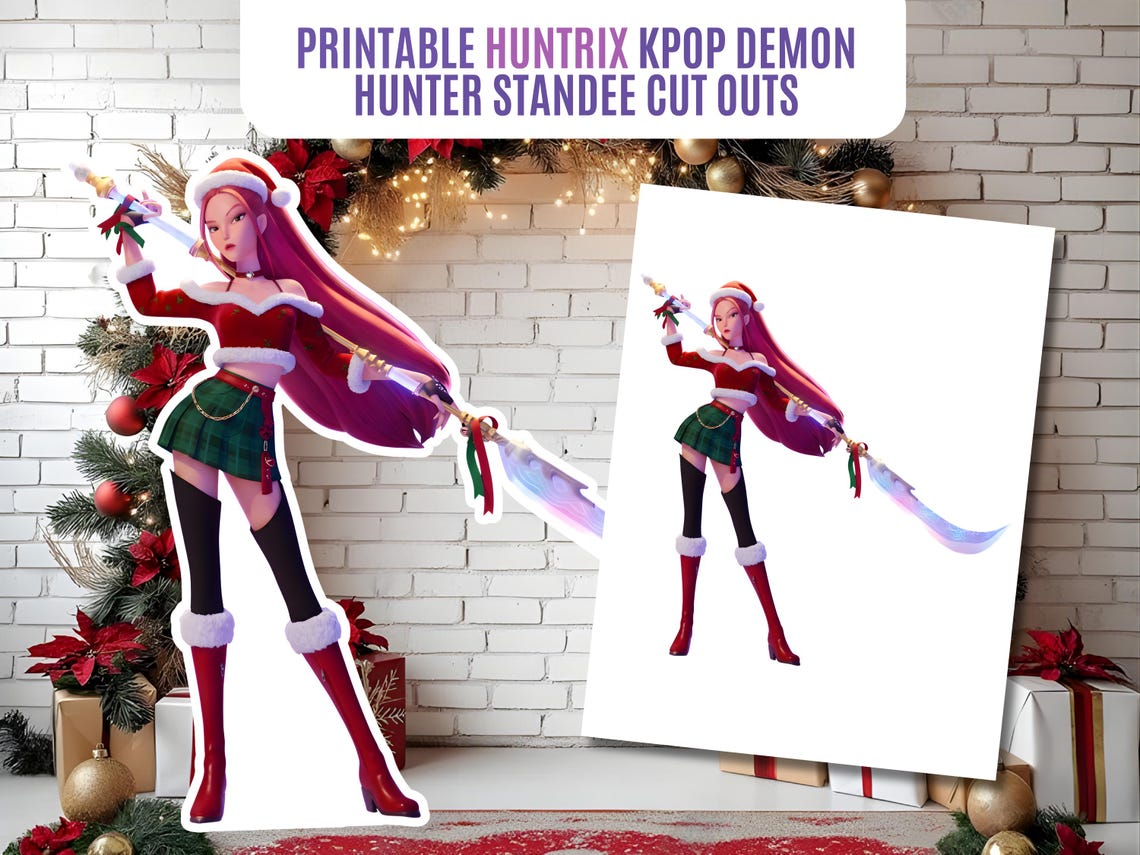 Kpop Demon Hunter Christmas Standee PNG, Printable Huntrix Cut Outs ...